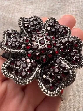 Vintage | Jewelry | Vintage Dark Silver Bangle Bracelet With Gothic ...